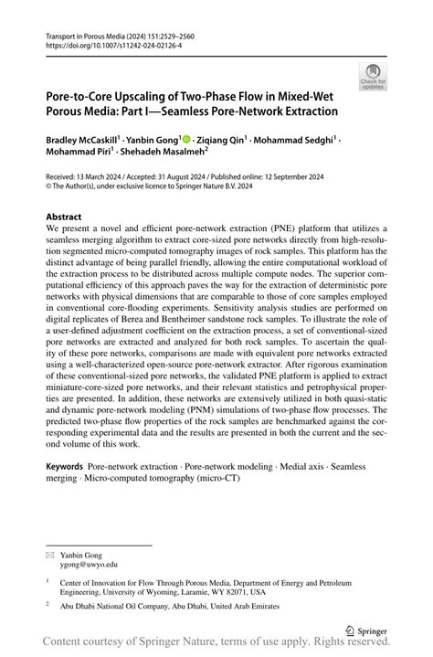 Pore To Core Upscaling Of Two Phase Flow In Mixed Wet Porous Media Part I—seamless Pore Network