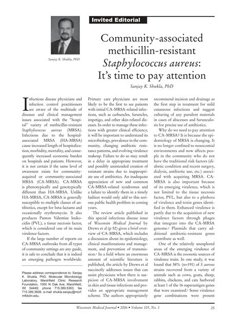 Pdf Community Associated Methicillin Resistant Staphylococcus Aureus Its Time To Pay Attention