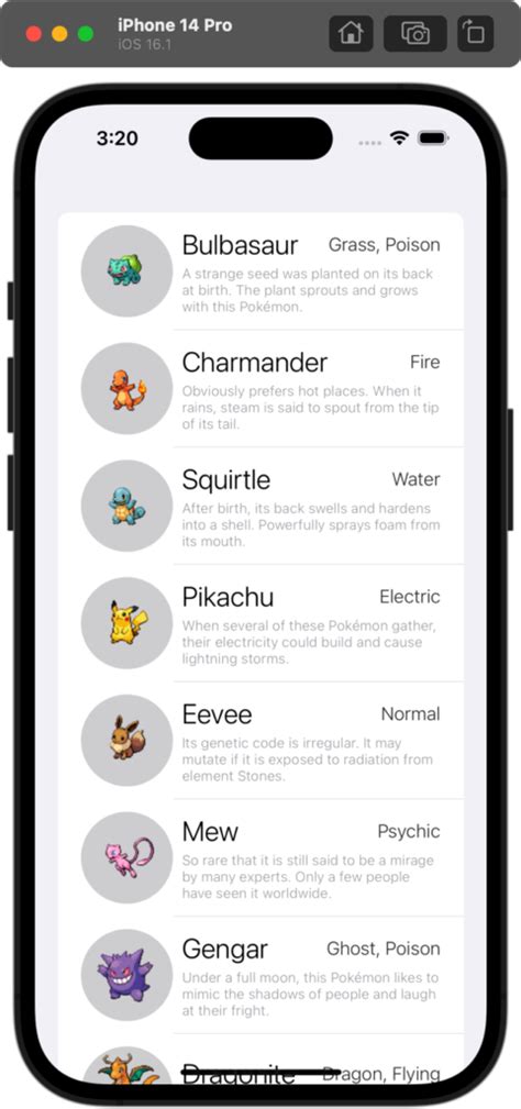 【xcodeswiftui】creating A Dynamic List Of Pokemon With Swiftui And Json
