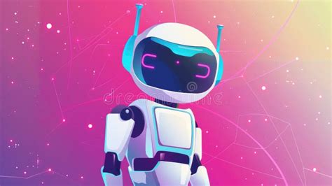 A Robot With A Blue And Pink Background A Cute And Friendly Robot