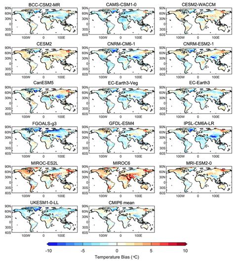 Spatial Distribution Of Annual Mean Temperature Biases Models Minus