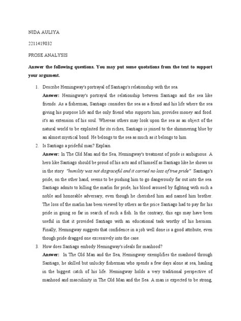 Prose Analysis Pdf Masculinity