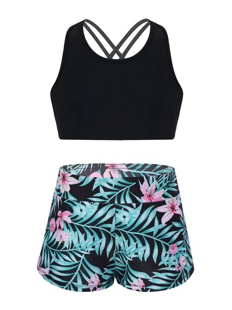 Renvena Modest Swimwear Tween Fashion 2 Piece Tankini Swimsuits For