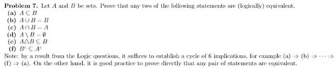 Solved Problem Let A And B Be Sets Prove That Any Two Of Chegg