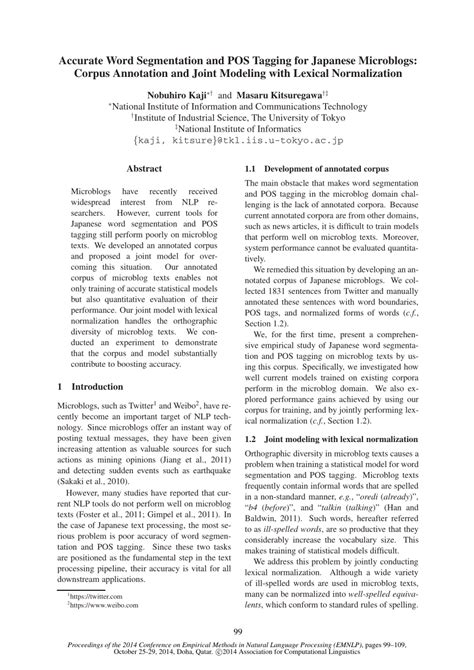 Pdf Accurate Word Segmentation And Pos Tagging For Japanese