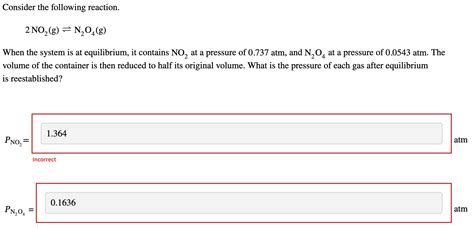 Solved Consider The Following Reaction 2no2 G ⇌n2o4 G