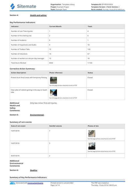 Monthly Construction Progress Report Template Use This Pertaining To