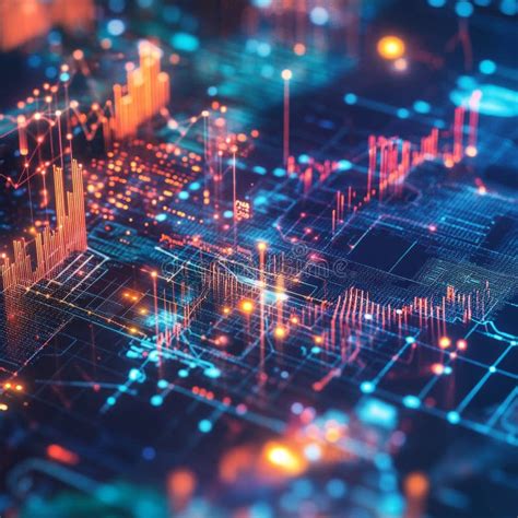 Futuristic Digital Data Visualization With Neon Circuitry And Graphs