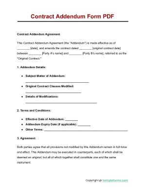 Fillable Online Contract Addendum Form PDF Fax Email Print PdfFiller