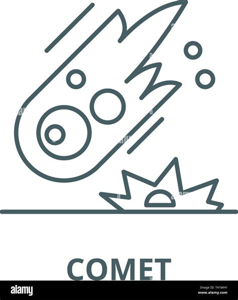 Comet Line Icon Vector Comet Outline Sign Concept Symbol Flat