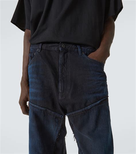 Double Knee Wide Leg Jeans In Blue Balenciaga Mytheresa