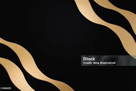 고급스러운 우아한 트렌디한 검정색과 황금색 물결 모양 프레임 배경 3d 그림 금색에 대한 스톡 사진 및 기타 이미지 금색 강단 금 금속 Istock