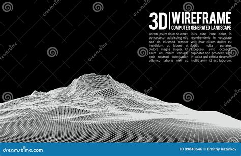 Abstract Vector Wireframe Landscape Background Cyberspace Grid 3d Technology Wireframe Vector