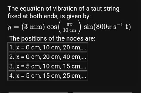 The Equation Of Vibration Of A Taut String Fixed At Both Ends Is Given