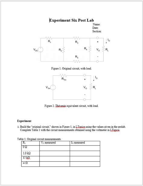 Solved Experiment Six Post Lab Name Date Section R RA Chegg Com