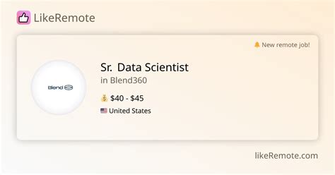 📩 Sr Data Scientist At 🏢 Blend360 Salary 💰 40 45 📍remote Job In 🇺🇸 United States R