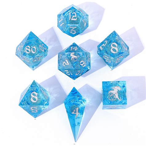Sharp Edge Liquid Core Rpg Dice Set Aqua Hymgho Dice