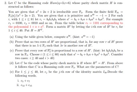 Let C Be The Hamming Code Ham Q R Whose Parity Chegg