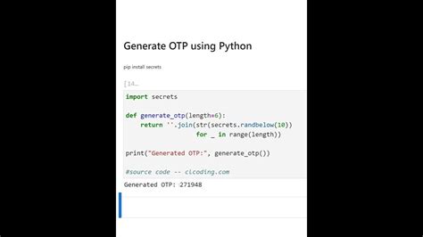 generate otp using python youtube