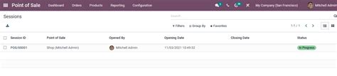 Sessions In Odoo 15 Pos Module Odoo V15 Enterprise Book