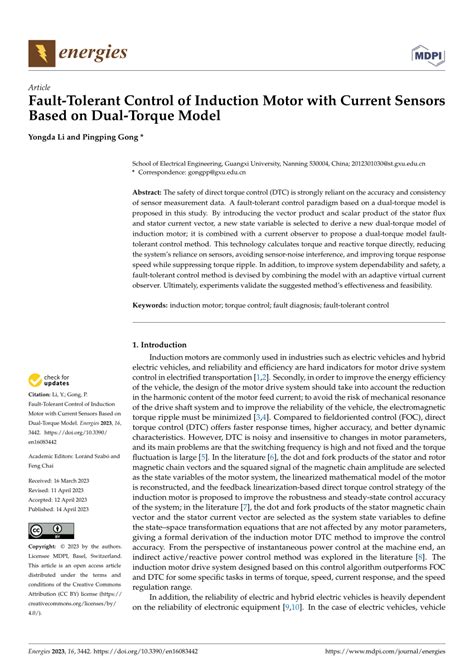 Pdf Fault Tolerant Control Of Induction Motor With Current Sensors