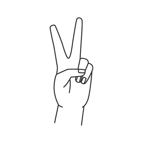 Premium Vector Victory Or Peace Sign Abstract Line V Hand Gesture