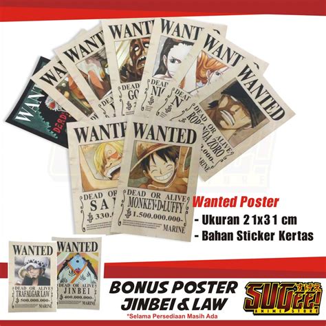 Jual Sticker Kertas Poster Wanted One Piece Luffy Shopee Indonesia