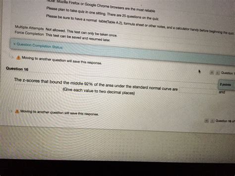 solved the z scores that bound the middle 92 of the area