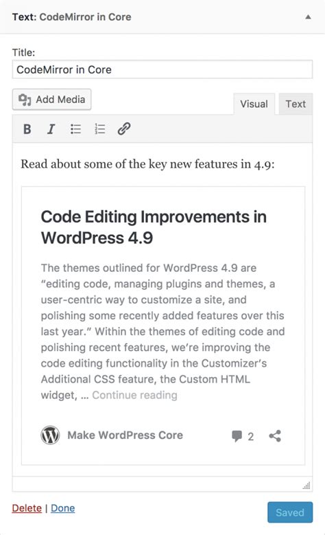 Widget Improvements In Wordpress 49 Make Wordpress Core