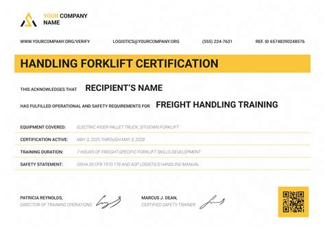 Forklift Certificate Of Completion Template