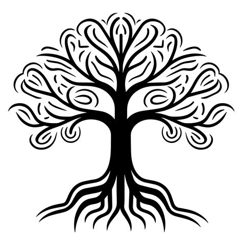 Illustration Of A Tree With Roots Outline Icon Ideal For Nature And Ecology Designs 45916282