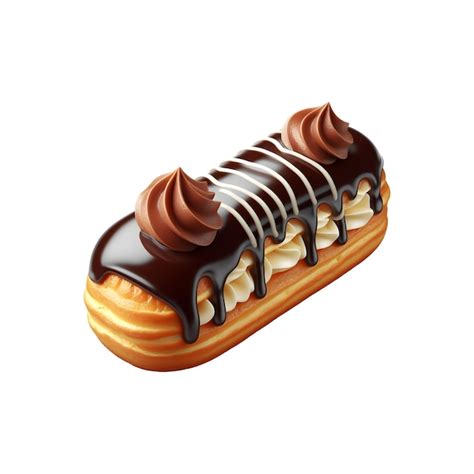French Eclair Pastry Isolated Image Premium Ai Generated Psd