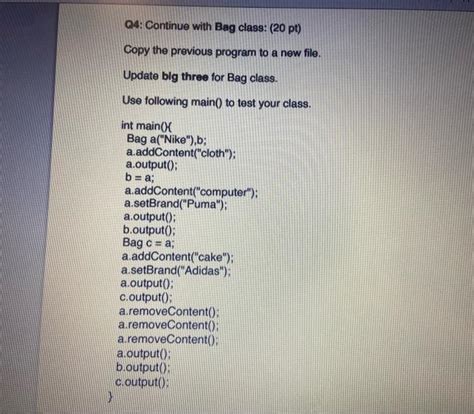 Q4 Continue With Bag Class 20pt Copy The