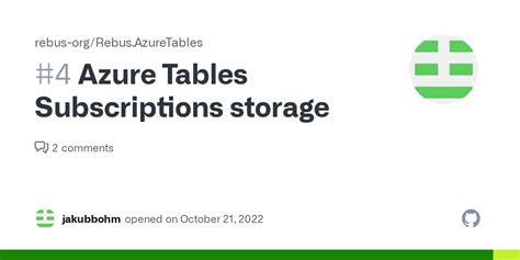 Azure Tables Subscriptions Storage · Issue 4 · Rebus Orgrebusazuretables · Github