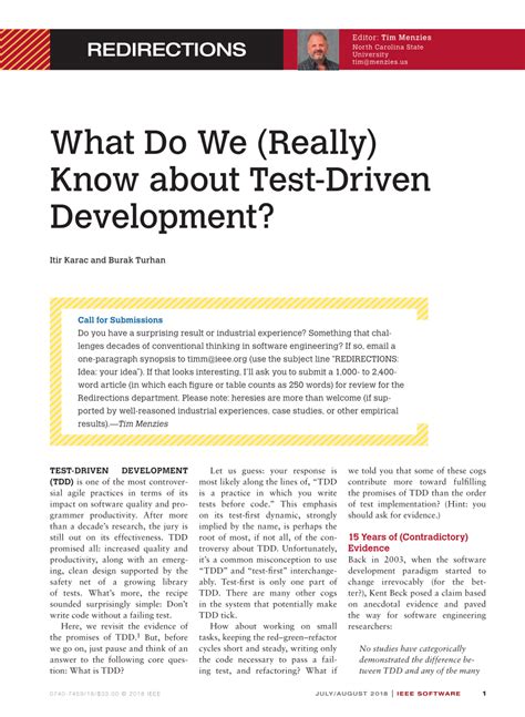 PDF What Do We Really Know About Test Driven Development