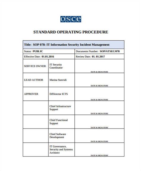 Security Sop Template