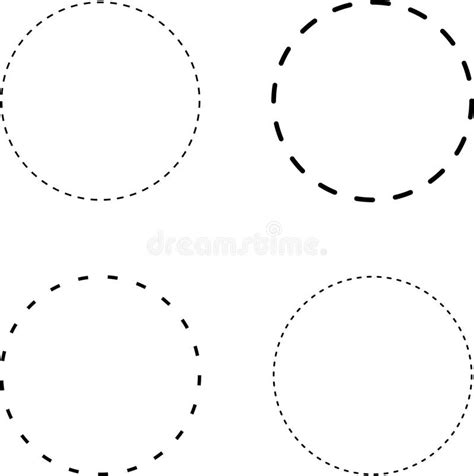 Dotted Line Circle Frame Vector Dashed Outline Design Of Border Icon Of Cut Circle Frame Stock