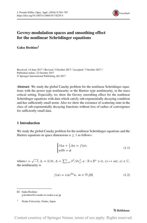 Gevrey Modulation Spaces And Smoothing Effect For The Nonlinear Schrödinger Equations Request Pdf