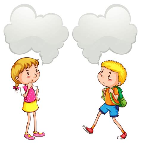 소년과 소녀 연설 거품 무료 벡터