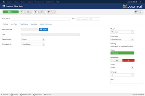 Help310menus Menu Item Manager Edit Joomla Documentation