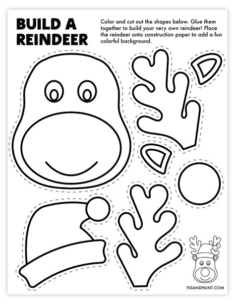 Free Printable Build A Reindeer Craft Pjs And Paint
