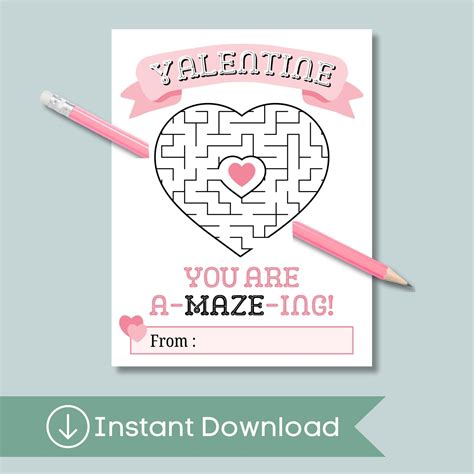 Maze Classroom Valentines Day Cards Printable Instant Download The Note House