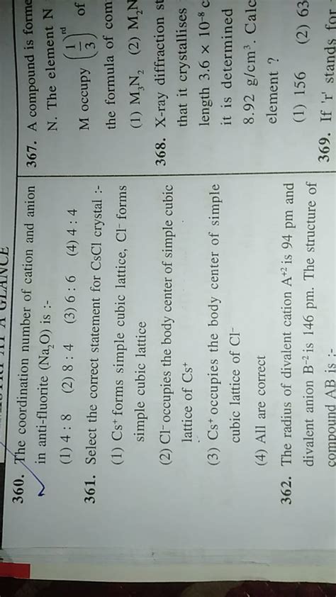 The Radius Of Divalent Cation A 2 Is 94pm And Element Divalent Anion B−