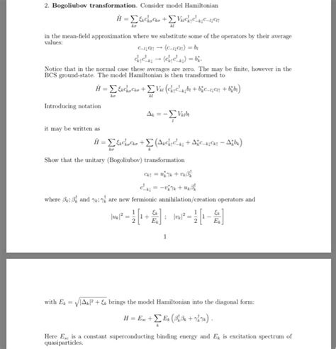 Solved 2 Bogoliubov Transformation Consider Model