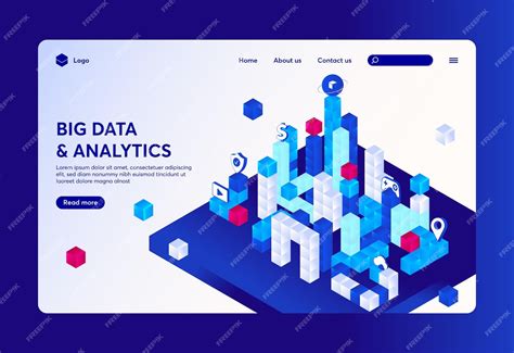 Premium Vector Big Data Analytics Isometric Landing Page Design