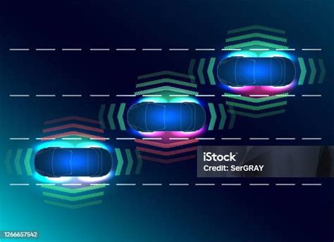 미래의 개념 스마트 자동 Hud Gui 홀로그램 자동 제동 시스템은 자동차 사고로 인한 자동차 충돌을 방지합니다 3차원 형태에 대한 스톡 벡터 아트 및 기타 이미지 Istock