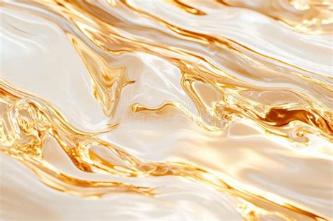 Abstract Liquid Gold Metallic Waves Background With Smooth Glossy