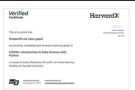 Sai Venu Gopal Anaparthi On Linkedin Datascience Python Harvarduniversity Edx