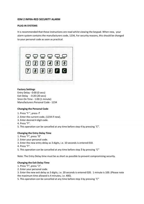 Idm2 Caravan Alarm Handbookmanual Swift Owners Club