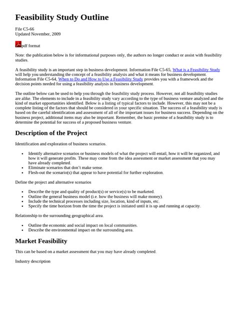 Feasibility Study Outline Pdf